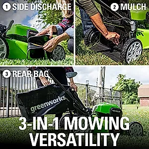 Greenworks 40V 21" Brushless (Smart Pace) Self-Propelled Lawn Mower, 2 x 4Ah USB (Power Bank) Batteries and Charger Included MO40L4413