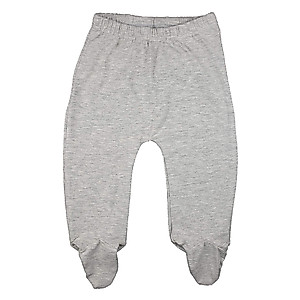 123 Bear Baby Soft Cotton Spandex Pants with Feet (Gray- 4-Pack, 6-9 Months)