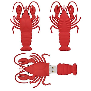 32GB USB 2.0 Flash Drive USB Memory Stick - Cartoon Thumb Drive Red Lobster Pen Drive - FEBNISCTE 3D Animal Shap Zip Drive