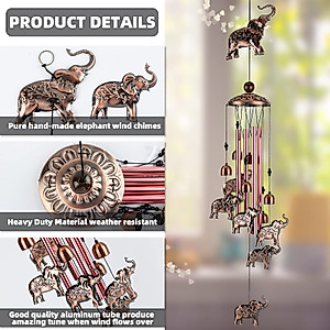 Grednfhat Elephant Wind Chimes for Outside Elephant Gift, Unique Windchimes Garden Decoration Outdoor Clearance Copper Wind Chime Christmas Birthday Gifts for Women Mom Grandma (Elephant)