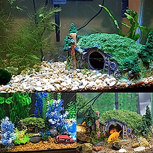 Ulifery Hobbit House Fish Tank Decorations, Natural Aquarium Ornament Cave Reptile Hole Shelter for Betta Hiding/Miniature Garden, Small