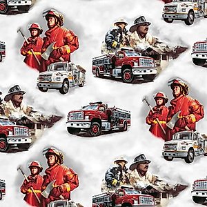 Hold The Line American Heroes Fabric on White 52219-1 from Windham by The Yard