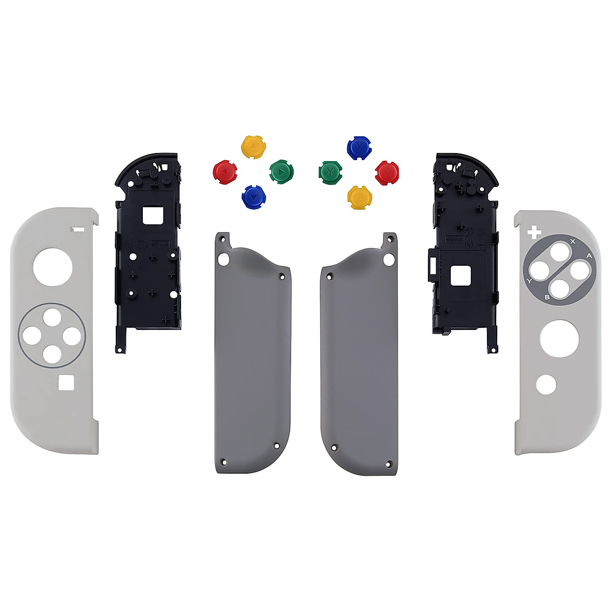 eXtremeRate SFC SNES Classic EU Style Joycon Housing Shell (D-Pad Version) with Colorful Buttons for Nintendo Switch, Replacement Faceplate for Nintendo Switch Dock – Joy-Con Dock NOT Included
