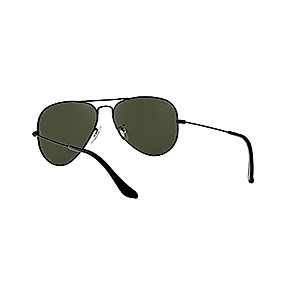 Ray-Ban RB3025 Classic Aviator Sunglasses, Black/G-15 Green, 58 mm