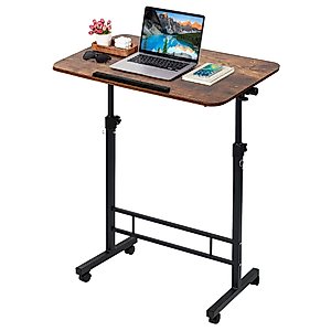Small Standing Desk Adjustable Height,Rolling Computer Desk,Mobile Standing Desk with Wheels,Portable Stand Up Desk,Tall Computer Table,Adjustable Desktop Sit Stand Desk,Size 31.5x15.7 Inch Brownish C