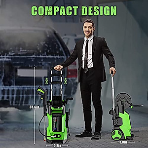 BOSEN Electric Pressure Washer - 3800 PSI + 2.8 GPM High Pressure Washers with 4 Interchangeable Nozzles and Foam Cannon Hose Reel, Power Washers Electric Powered for Home/Driveway/Patio