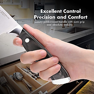 SimCoker Santoku Knife 7 Inch, Cutting Knife, Sharp Kitchen Knives with Sheath, German High Carbon Stainless Steel EN1.4116, Chef Knife with Ergonomic Pakkawood Handle