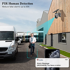 Ctronics 2.5K 4MP Security Camera Wireless Outdoor, WiFi Solar Security Camera Battery Powered, 360° PTZ, Color Night Vision 2560 * 1440P, PIR Human Detection, 2-Way Audio, IP66