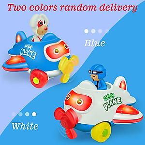 Baby Toys for 1 Years Olds, Bump & Go Baby Toys 12-18 Months Plane Musical Toys with Music Light-Up Airplane Toddlers Toys for 6+ Months Baby Crawling Toys Christmas Birthday Gifts