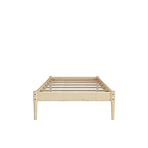 DHP Lorriana 14" Solid Pine Wood Platform Bed Frame, Twin Size, Natural
