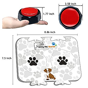 RIBOSY Soundboard, 4 Recordable Buttons with 2 Mats and 25 Stickers - Record and Playback Any Custom Message to Teach Your Dog Voice What They Want