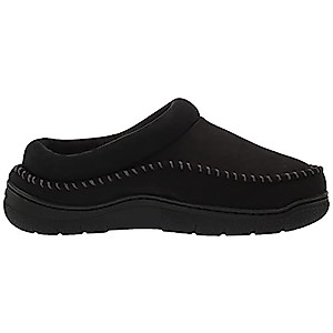 Dearfoams Men's Thompson Cozy Memory Foam Indoor Outdoor Clog House Slipper, Black, Large