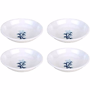 JapanBargain 2327, Set of 4 Soy Sauce Dishes Dipping Bowls Snack Side Dish Bowl Seasoning Dishes, 3.75 inches Diameter, Bamboo Melamine