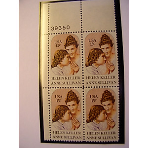 US Postal Stamps, 1980, Helen Keller & Anne Sullivan, S# 1824, Plate Block of 4, MNH