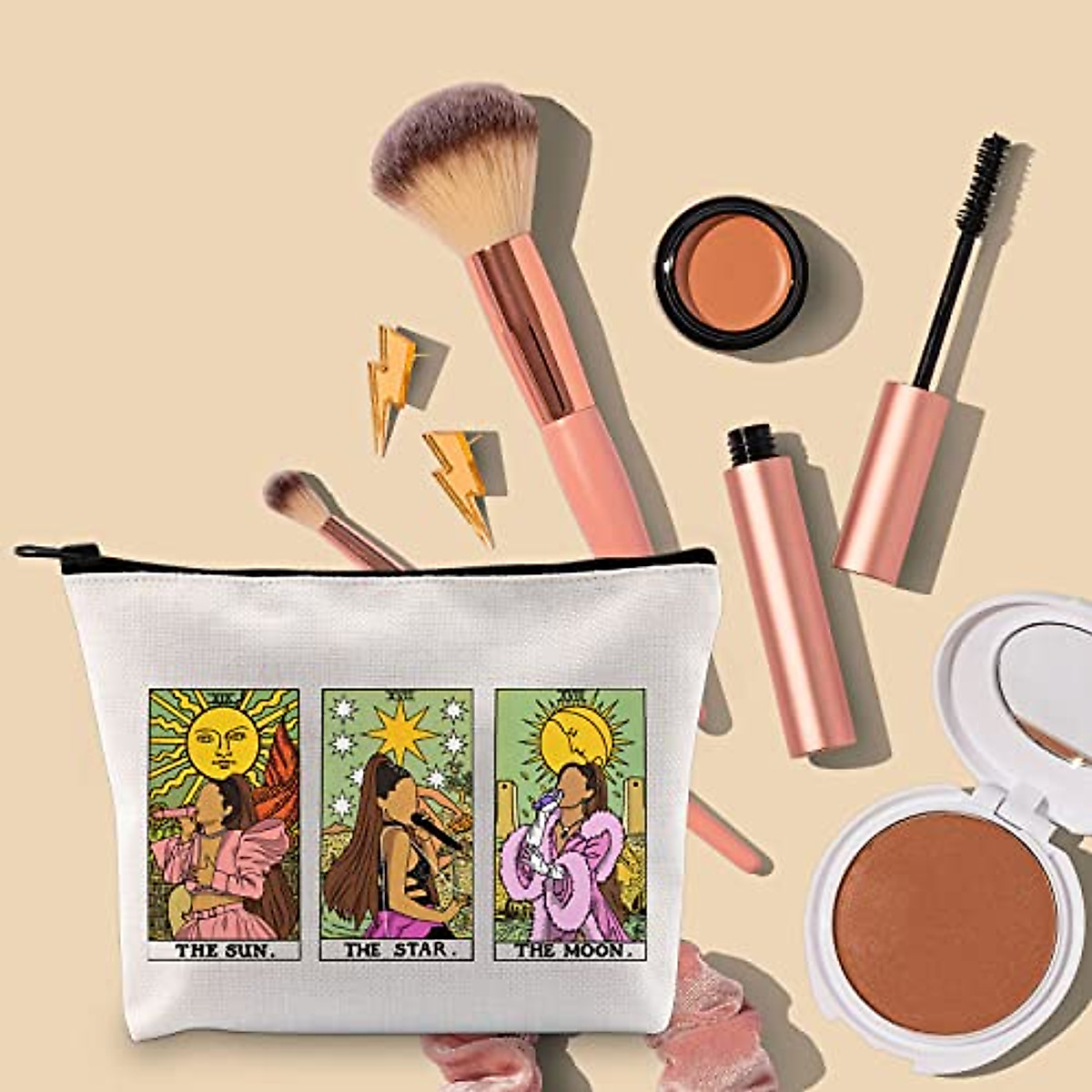 TOBGB Singer Fans Gift Ariana Gift The Sun Star Moon Tarot Card Inspired Makeup Bag Music Lover Gift Singer Merchandise (Star Tarot bag)