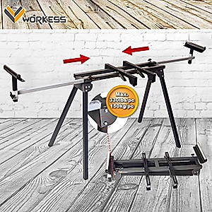 WORKESS Light Weight Universal Miter Saw Stand 330 Lbs Load Capacity Black and Grey WK-MS050B Single Pack