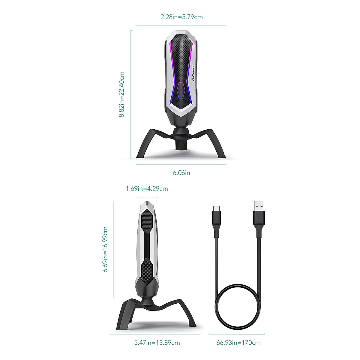 PoP voice USB Microphone, Condenser Gaming Mic for PC, PS4 and Mac, with Tap-to-Mute Sensor and Tripod Stand, Best for Games, Streaming, Podcasts, Twitch, YouTube, Discord, OBS, TeamSpeak