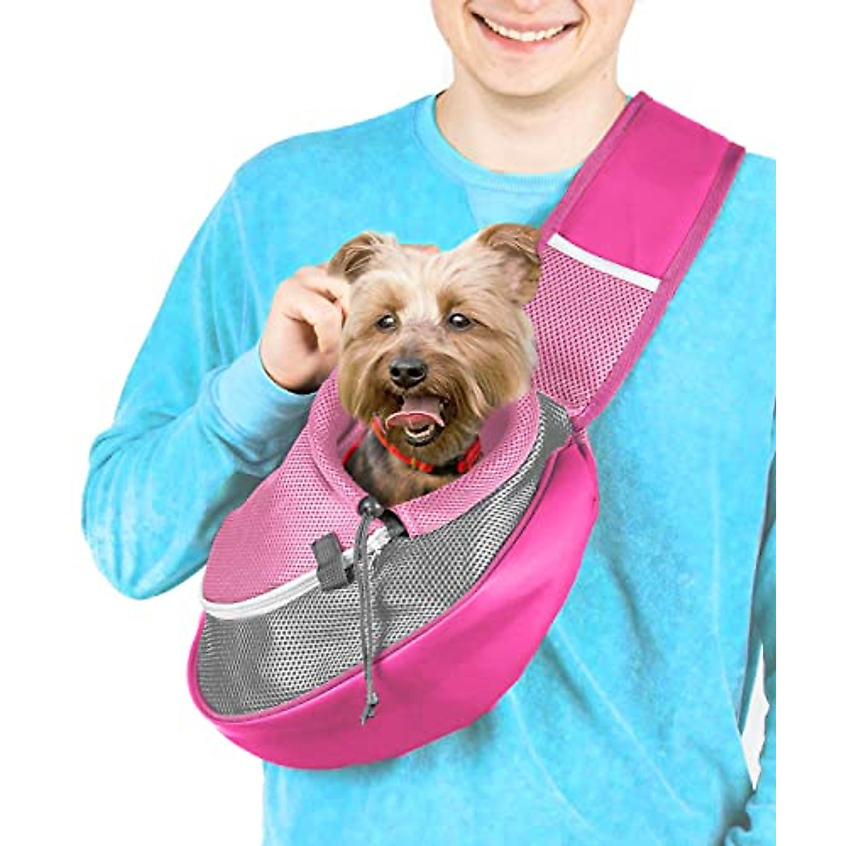 Cuddlissimo! Pet Sling Carrier - Small Dog Puppy Cat Carrying Bag Purse Pouch - For Pooch Doggy Doggie Yorkie Chihuahua Baby Papoose Bjorn - Hiking Front Backpack Chest Body Holder Pack To Wear (Pink)