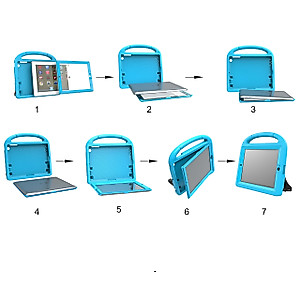 LEDNICEKER Kids Case for iPad 9.7 2018/2017 & iPad Air 2 - [Built-in Screen Protector][Light Weight Handle] Shockproof Stand Case for iPad 9.7 inch 2018(6th Generation) / 2017(5th Gen) - Blue