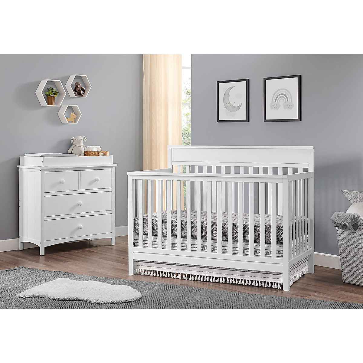 Oxford Baby Castle Hill 4-in-1 Convertible Crib, Barn White, GreenGuard Gold Certified