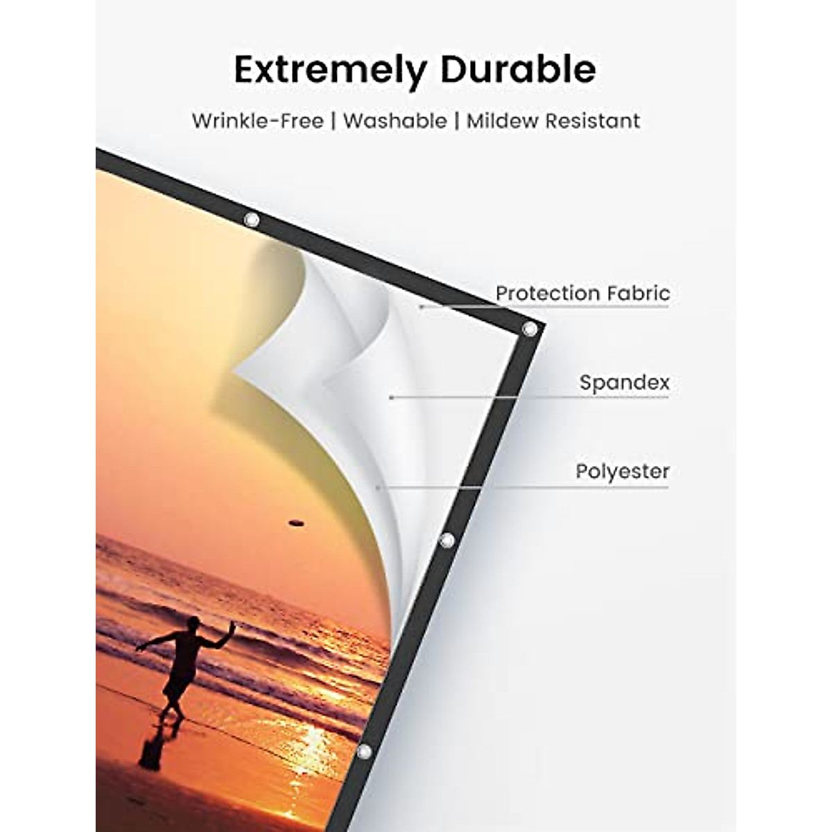 Video Projection Screen, Outdoor Projector Screen 120 inch 16:9 4K HD Foldable & Portable Outdoor Projection Screen, Support Front & Rear Projection for Home Theater Camping Backyard Movies