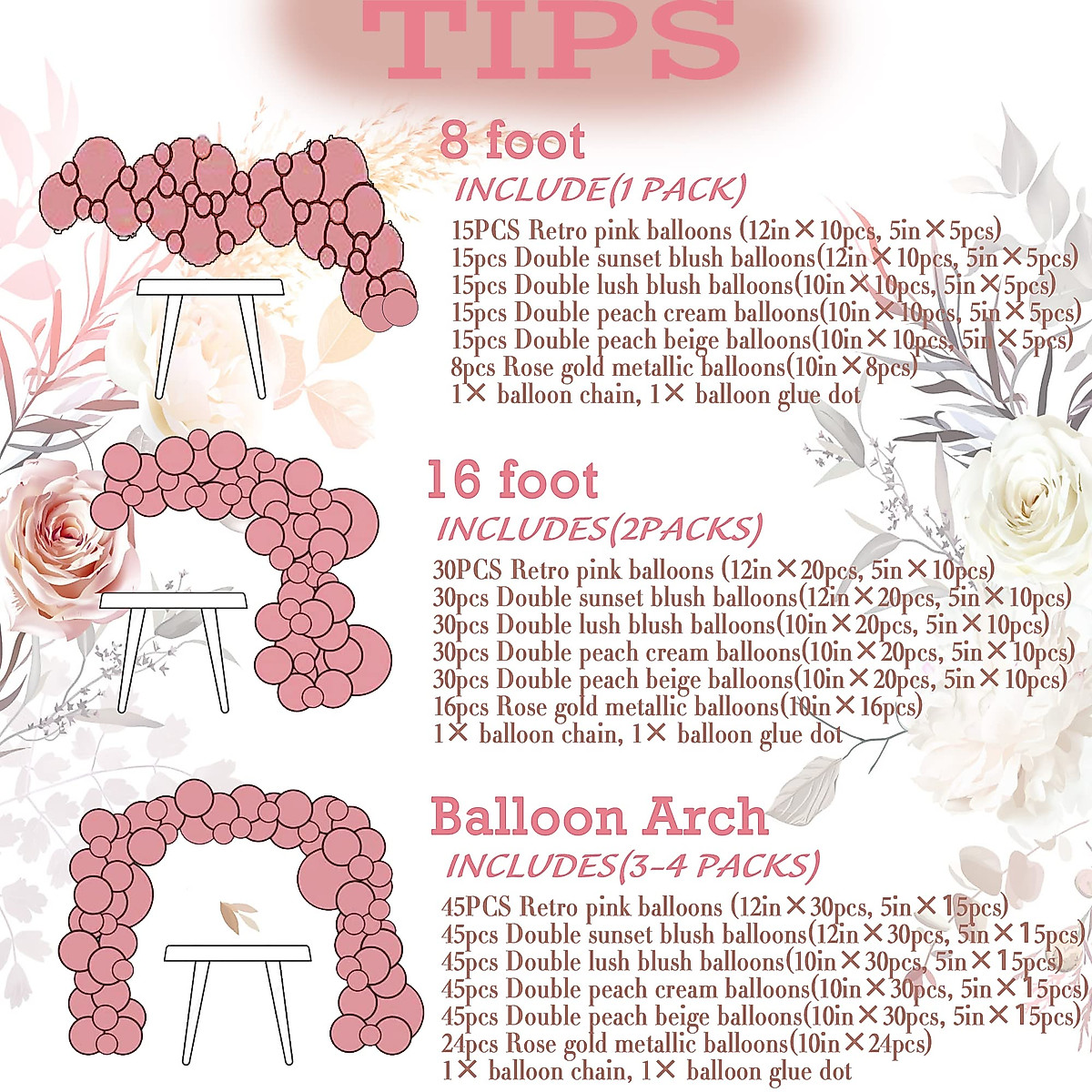 Boho Pink Balloon Arch Garland Kit, SCMDOTI Blush Pink Balloon Arch with Double Stuffed Dusty Pink Nude Neutral Balloons for Baby in Bloom Baby Shower, Birthday, Weddings,Bridal Shower Decoration