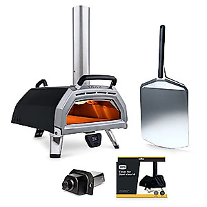 Ooni Karu 16 Multi-Fuel Outdoor Pizza Oven + Ooni 14" Pizza Peel + Ooni Karu 16 Cover + Propane Gas Burner Bundle - Ideal for Any Outdoor Kitchen