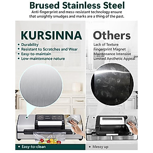 KURSINNA Automatic Vacuum Sealer Machine, 8 in 1 Multi-function Dry/Moist Modes For Food Preservation, Powerful Food Sealer with Built-in Cutter and Bag Storage | VS5738