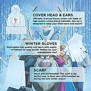 Disney Frozen Kid’s Winter Hat, Snow Gloves, and Scarf for Girls, 3 Pc. Set, Plush Warm Outdoor Comfort Includes Gift Box