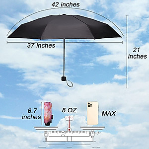 NOOFORMER mini Travel sun & rain windproof Umbrella （8 Ribs）- Lightweight Compact Parasol with 95% UV Protection for Men Women Multiple Colors