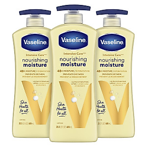 Vaseline Intensive Care Nourishing Moisture Body Lotion for Dry Skin, Made with Ultra-Hydrating Lipids + Pure Oat Extract for Nourished, Healthy-Looking Skin 20.3 oz, 3ct