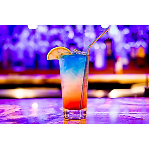 HOGOWARE Reusable Stainless-Steel Metal Drinking Straws with Travel Case and Cleaning Brush, Great for Yeti Tumblers and Smoothies, Rainbow(Variety, 10.5), 4 Pack