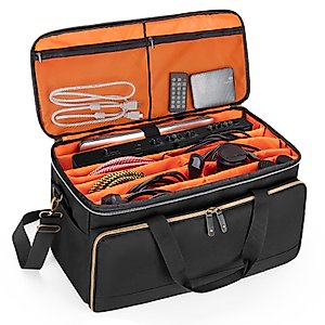 Trunab Large Travel DJ Cable File Bag with Inner Detachable Divider and Padded Compartment for 15.6” Laptop, Cable Organizer Bag for Cords, Sound Equipment, DJ Gear, Musician Accessories