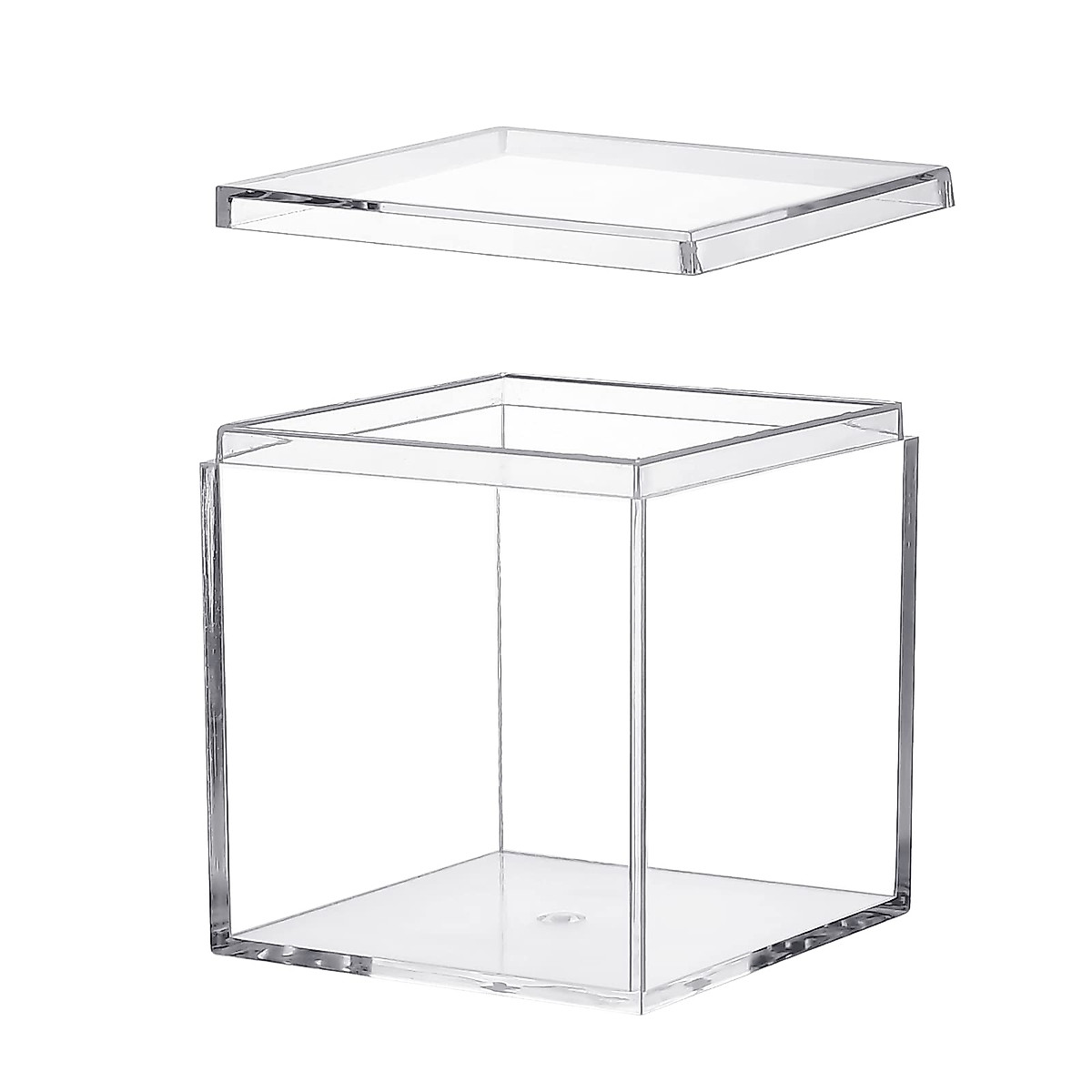 Dayaanee Clear Acrylic Box with lid, 4 Pack Plastic square cube containers Storage Box 3.9x3.9x3.9 Inch/100X100X100mm for Candy Pill and Tiny Jewelry