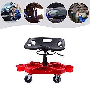 YIYIBYUS Mechanic Stool Chair with Wheels, Heavy Duty Garage Shop Stool On Wheels, Rolling Stool Car Detailing Creeper Seat with Tool Tray for Workshop, Auto Repair Shop and Home