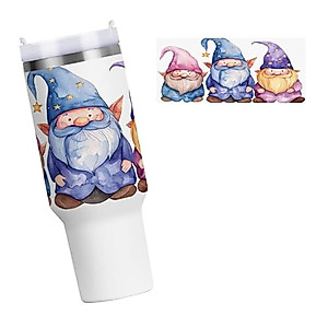Jihqo Cute Dreamy Gnomes 40 oz Stainless Steel Vacuum Insulated Tumbler with Handle and Straw Lid Reusable Leakproof Water Bottle Double Wall Travel Mug Coffee Cup, Cupholder Friendly
