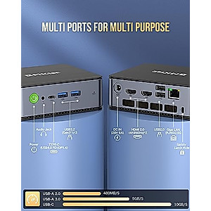 GMKtec Mini PC Intel Core i7 12650H (4.7GHz) Business Office Mini Computers Desktop Preinstalled Windows 11 Pro 24GB DDR5 Dual Channel 1TB Hard Drive SSD 4K, USB 4.0, WiFi 6, BT 5.2, Ethernet RJ45 LAN