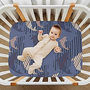 Fitted Crib Sheet for Boys Girls, Cute Dolphins Jersey Knit Baby Sheet for Standard Crib and Toddler Bed Mattresses, Cozy Soft Breathable, 28 x 52 in