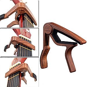 Guitar Capo Strap Hanger Rosewood Color Capo Pure Cotton Guitar Strap Black Guitar Hanger Compositive Guitar Accessories Kit