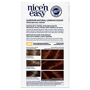 Clairol Nice'n Easy Permanent Hair Dye, 4RB Dark Reddish Brown Hair Color, Pack of 1