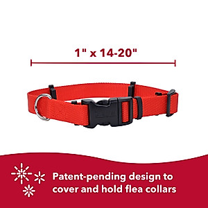 Coastal Pet SecureAway Collar Protector for Flea Collars - Dog Collar Accessory - Protective Collar for Flea Collar for Dogs - Adjustable Dog & Puppy Collar Protection - Red, 1" x 14-20"