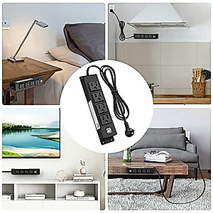 Wall Mount Power Strip with USB, 4 AC Outlet and 2 USB Ports, 6.5 FT Flat Plug Extension Cord, Mountable Power Strip Outlet for/Workbench/Office/Drawer/Nightstand/Cabinet/Desk/Table