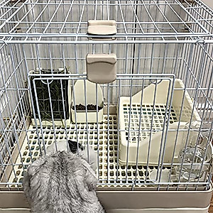 Hamiledyi 14 Pcs Rabbit Litter Box with Drawer Urinal Pad Pet Toilet Cage Trainer Corner Potty Cleaner Broom Brush Dustpan for Guinea Pigs Chinchilla Ferret Bunny Hedgehog Small Animals(White)