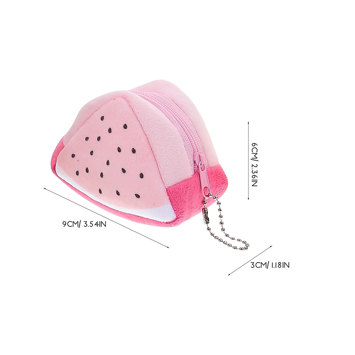 STOBOK 4pcs Cute Coin Purse Fruit Pattern Plush Triangle Wallet Pocket Mini Pouch Purse (Watermelon + Orange + Dragon Fruit + Kiwi)