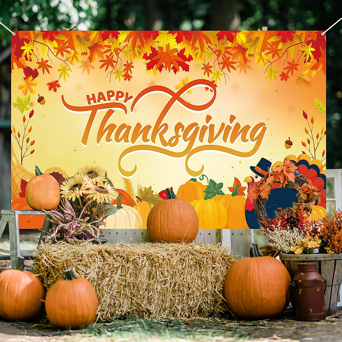 Thanksgiving Backdrop, Happy Thanksgiving Banner Thanksgiving Background, Thanksgiving Backdrops for Photography Party Decorations, 71 x 43 Inch