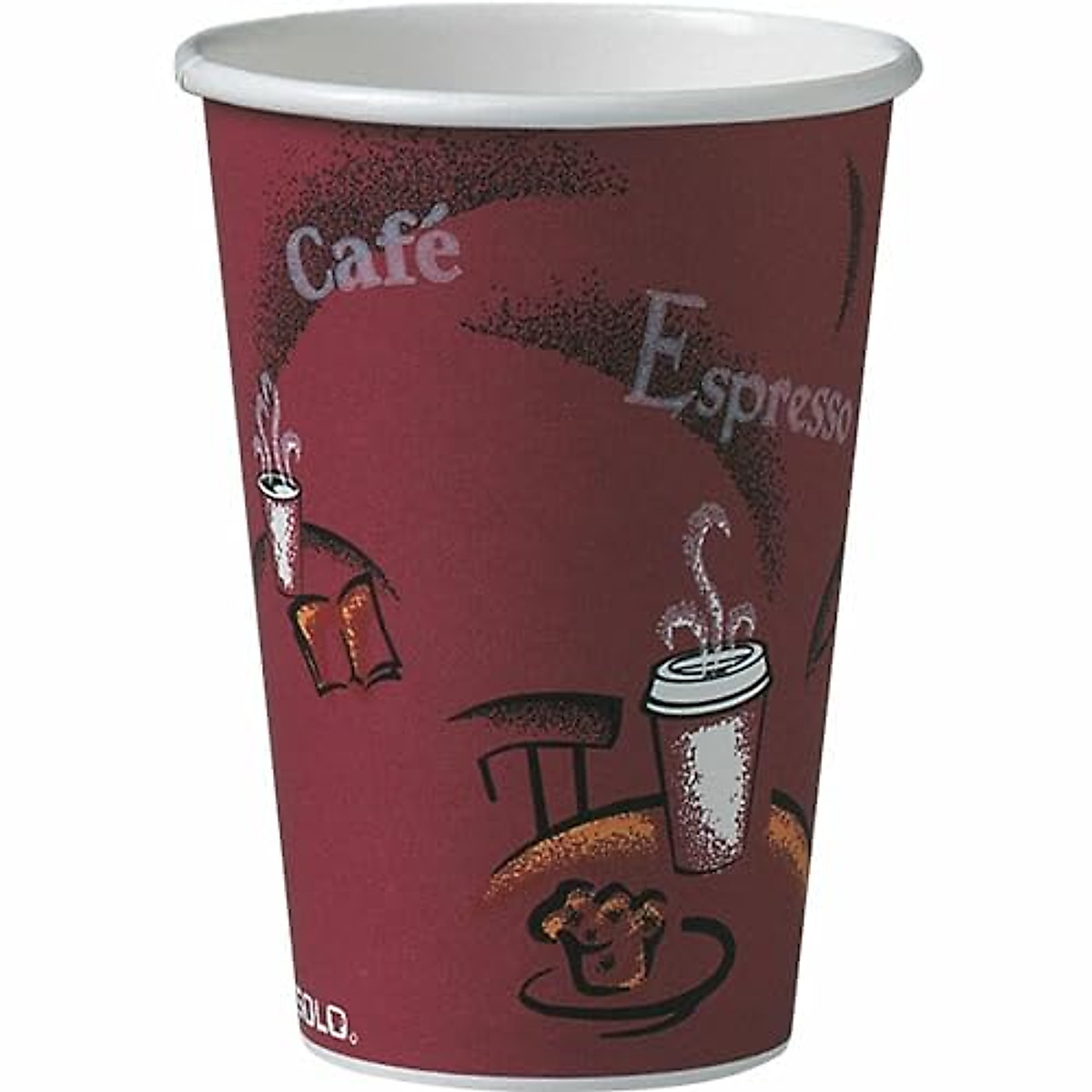 Solo® Paper Hot Cups, 16 Oz, Maroon, Carton Of 300 Cups