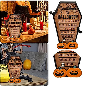 Halloween Advent Countdown Calendar 2023 New DIY Moving Wooden Countdown Block Calendar to Halloween Advent Calendar Pumpkin Halloween Countdown Sign Decor Wall Hanging Xmas Ornament Gift For All