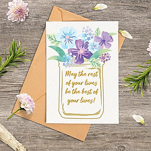 TRIDECOR Wedding Card, Bridal Shower Card, Engagement Card with Sweet Quote, Mr & Mrs Card - Folded 5"x7" with Envelope, Sticker to Seal - Sweet Card for Him, Her, Men, Women