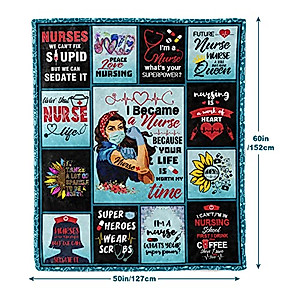 Gifts for Nurses Blanket, Gifts for Nurses Women, Rn Gifts for Nurses, Birthday Gifts for Nurses, Retirement Gifts for Nurses, Nurses Practitioner Gifts for Christmas International Nurses Day 60"x50"