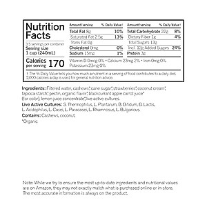 Forager Project Probiotic Drinkable Cashewmilk Yogurt Strawberry, 28-Ounce